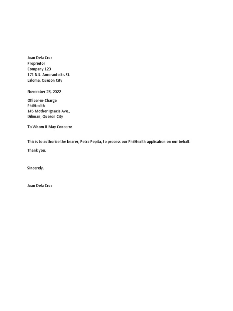 Authorization Letter Philhealth For Upload | PDF