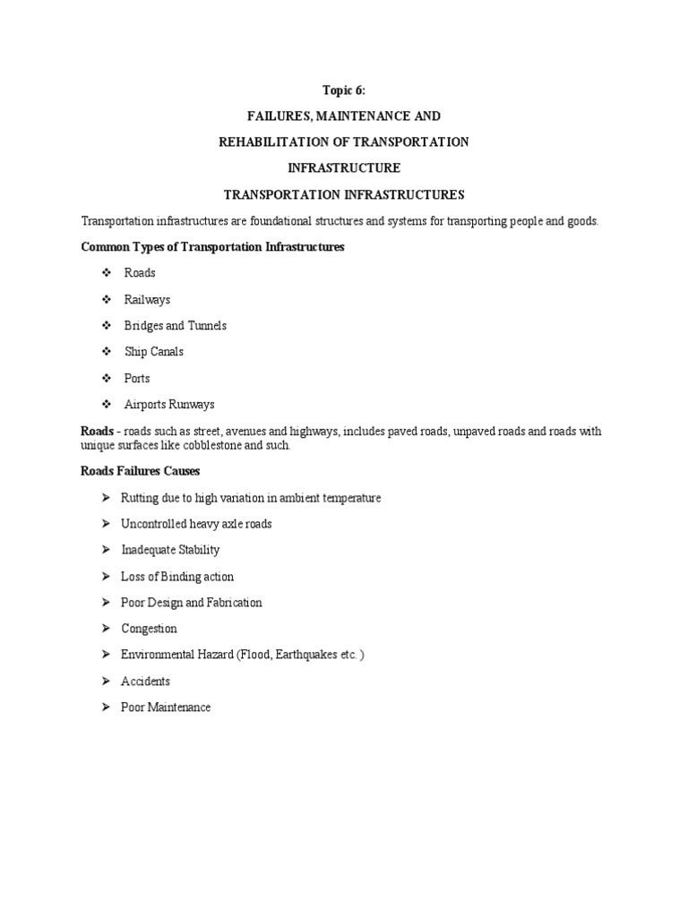 Failures, Maintenance and Rehabilitation of Transportation Infrastructure | Download Free PDF ...