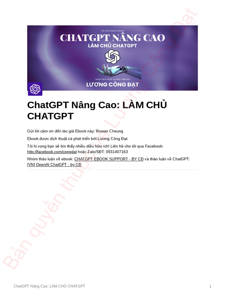 Ebook ChatGPT Nâng Cao - Làm CH ChatGPT | PDF