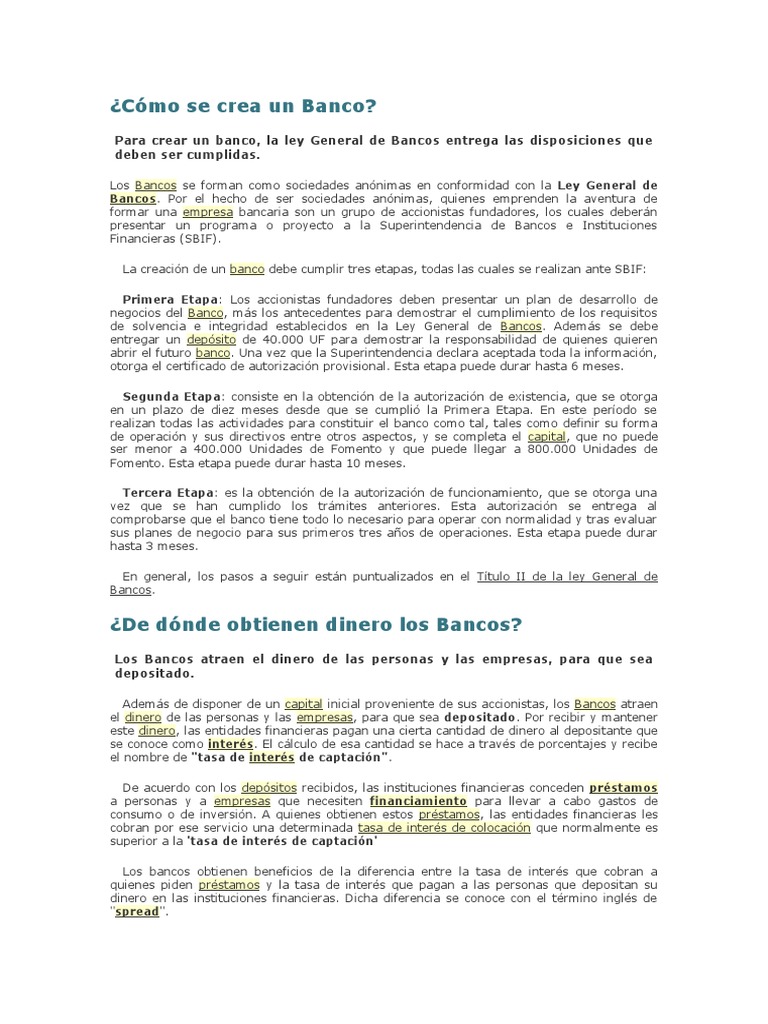 Cómo Se Crea Un Banco | PDF | Bancos | Dinero