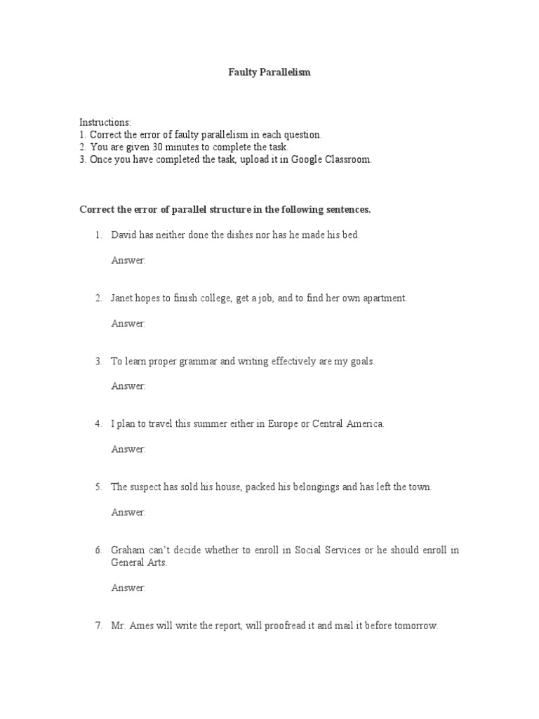 Fixing Faulty Parallelism Exercises | PDF | Language Arts & Discipline
