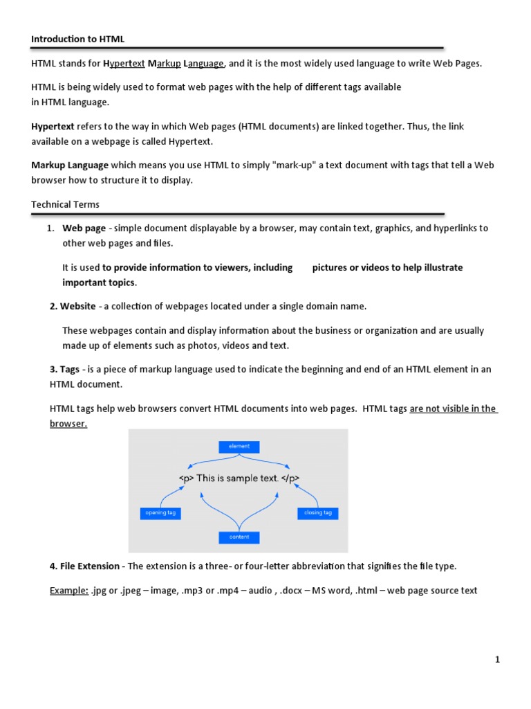 Introduction To HTML | PDF | Html Element | Html