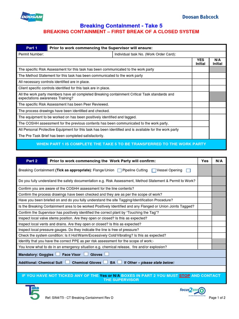 Breaking Containment - Take 5 Revision Rev D Final | PDF | Risk ...