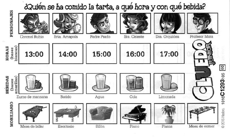 Cluedo Junior Tarta - Tarjetas Juego | PDF