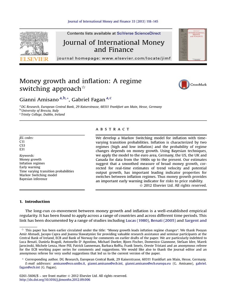 Money Growth and Inflation-A Regime Switching Approach | PDF ...