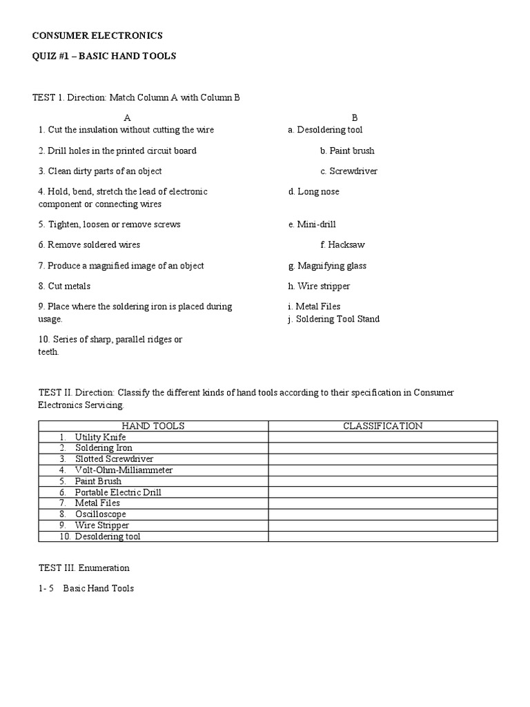 CONSUMER ELECTRONICS Quiz | PDF