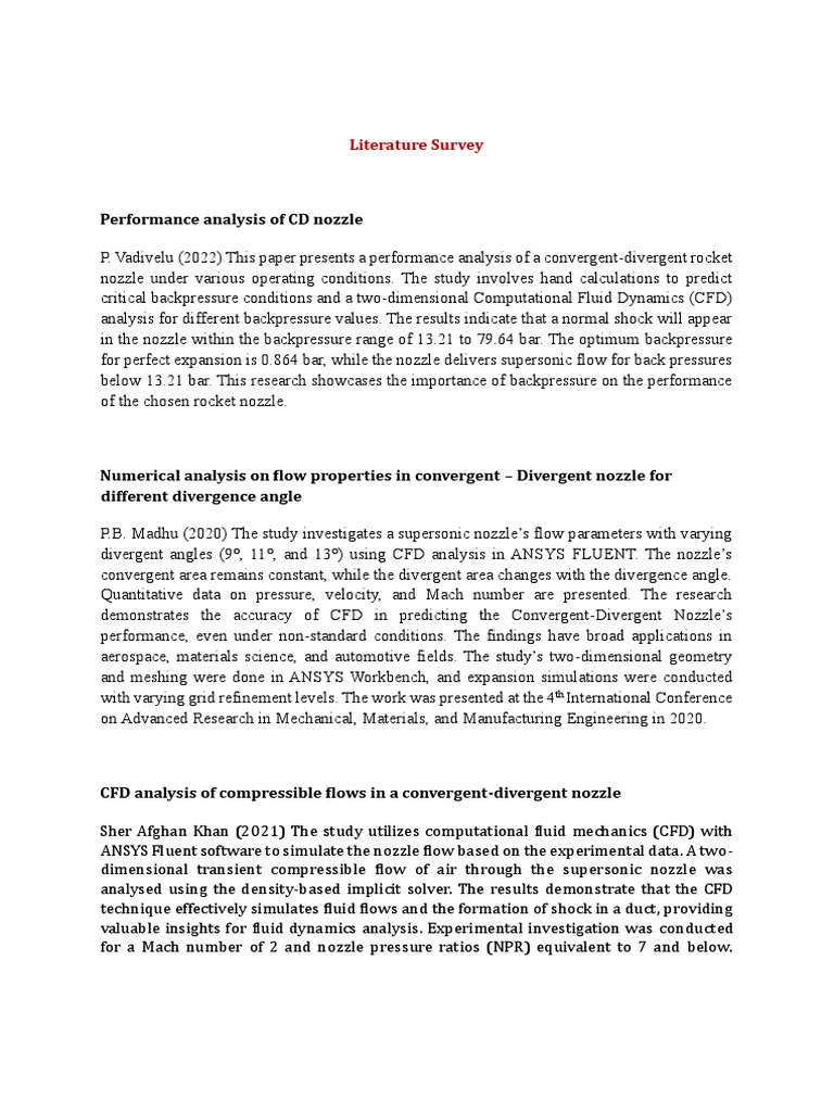 Literature Survey | PDF | Computational Fluid Dynamics | Fluid Dynamics