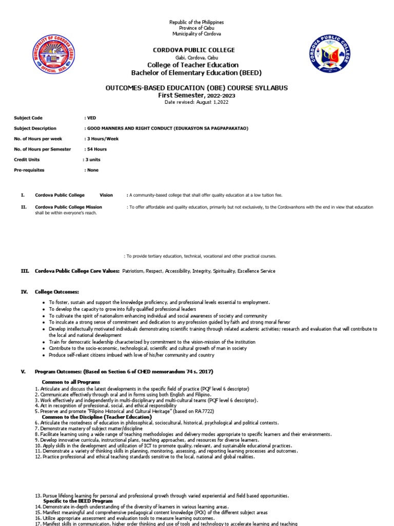 Ved Good Manner and Right Conduct | PDF