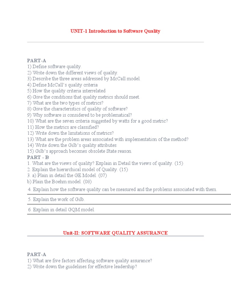 SQA Question Bank | Download Free PDF | Reliability Engineering ...