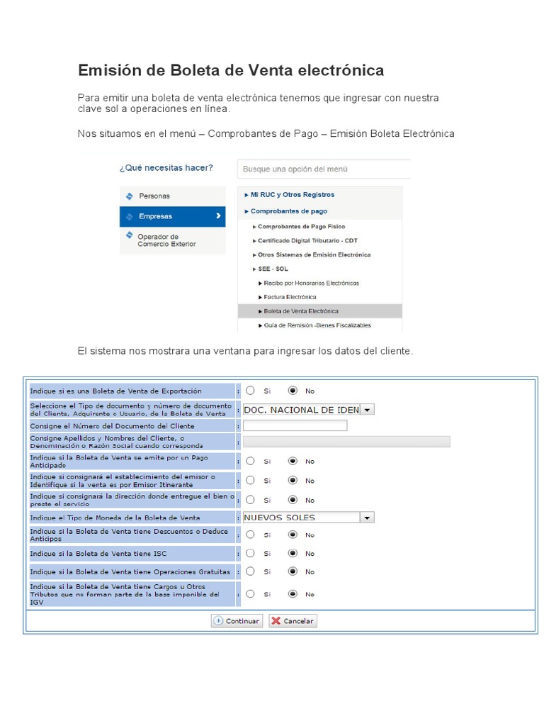 Guía para Emitir Boleta Electrónica | PDF