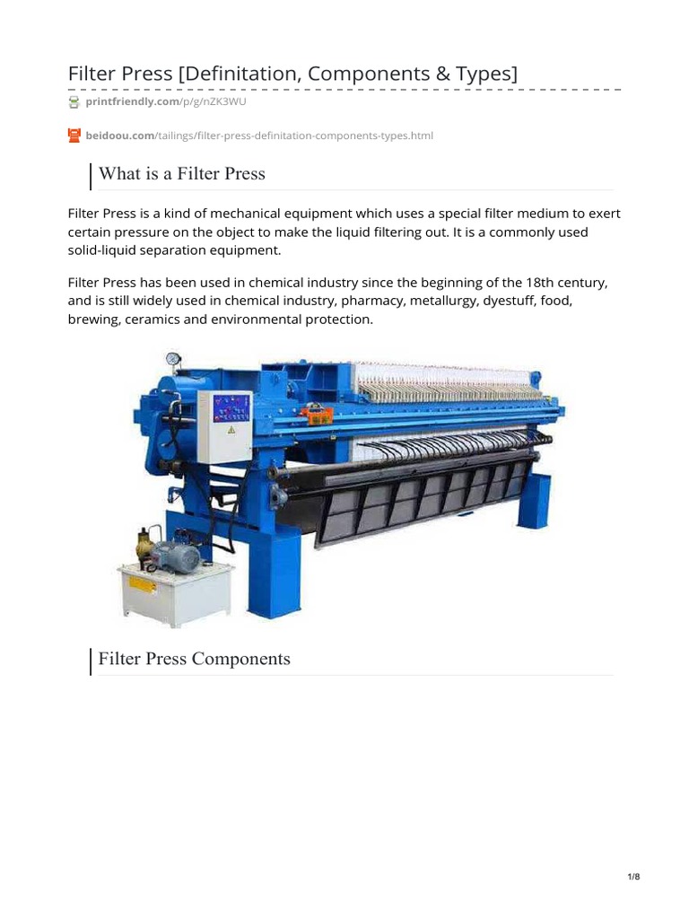 Filter Press Definition Components Types | PDF | Filtration ...
