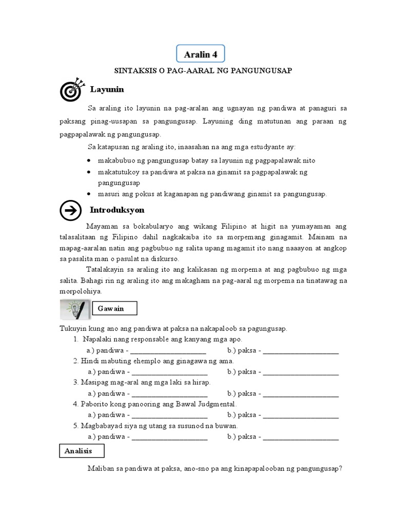 Aralin 4 Sintaks | PDF