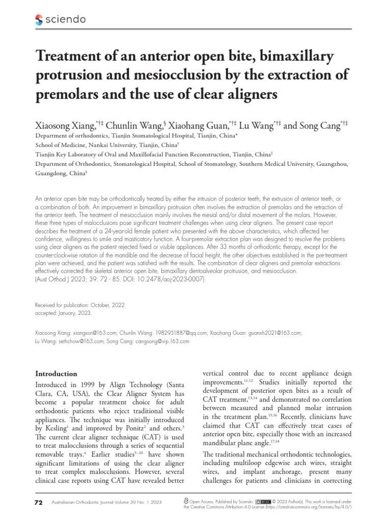 Treatment of An Anterior Open Bite, Bimaxillary Protrusion and ...
