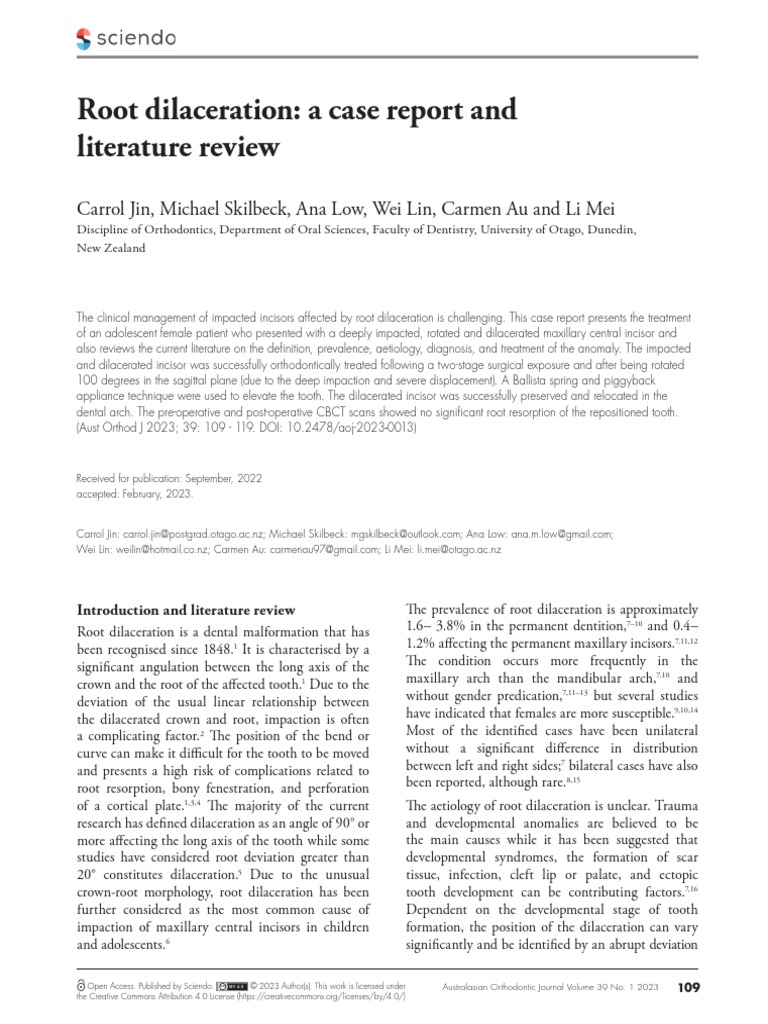 Root dilaceration: a case report and literature review | PDF ...