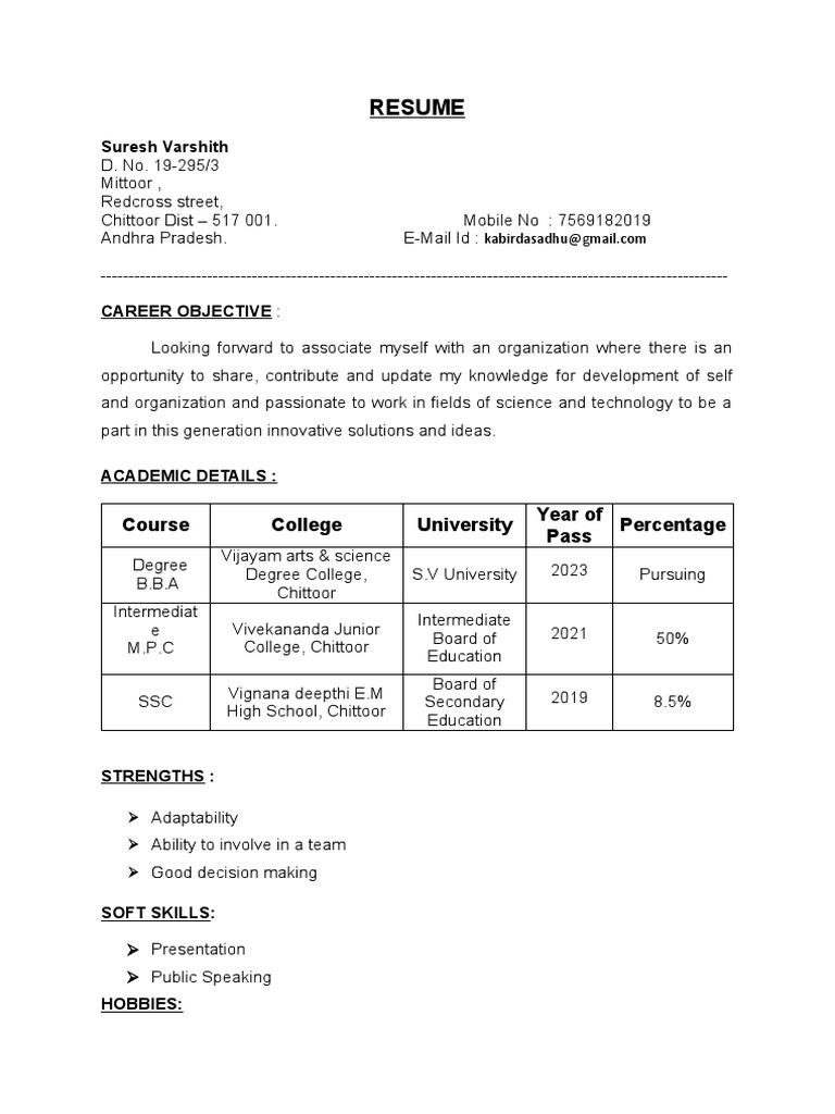 sv resume 2003 | PDF