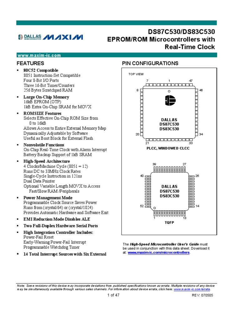 DS83C530 DS87C530 | PDF | Random Access Memory | Microcontroller