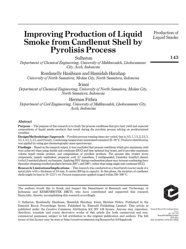 Optimizing Liquid Smoke Production via Pyrolysis | PDF | Pyrolysis | Smoke