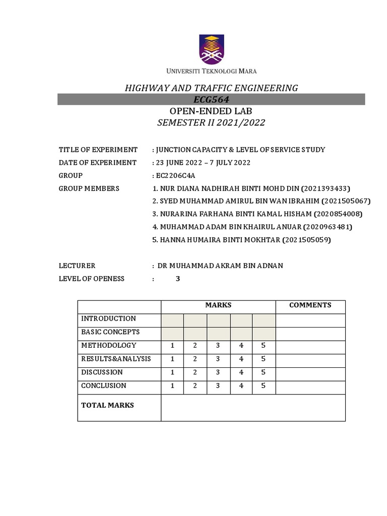Junction Capacity and LOS Analysis | PDF | Transport | Land Transport