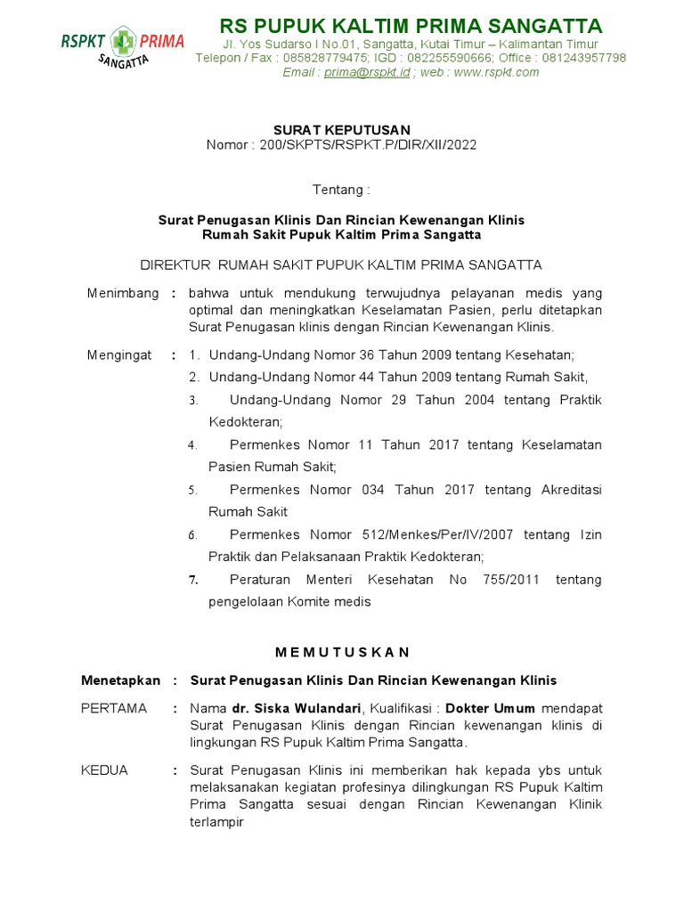 DR. SISKA WULANDARI_SPK Dan RKK Serta Rekomedasi Komite Medis | PDF