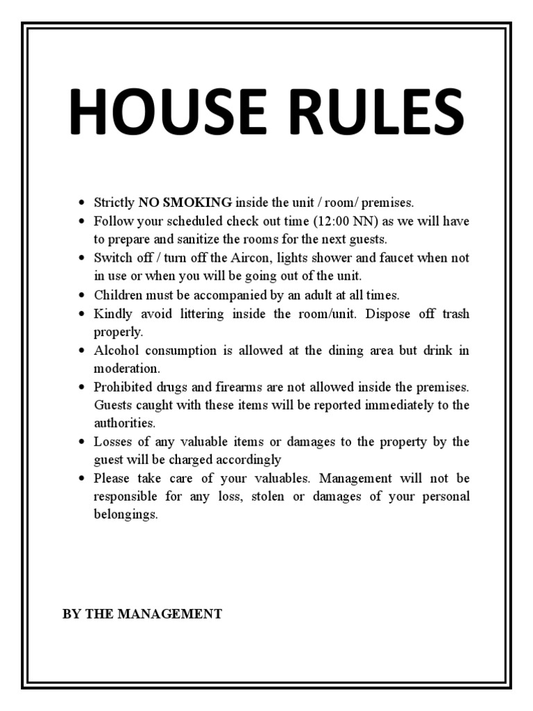 House Rules for Guests and Tenants | PDF
