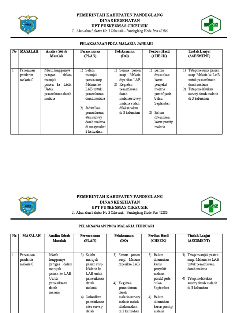 Pelaksanaan Program Malaria Puskesmas | PDF