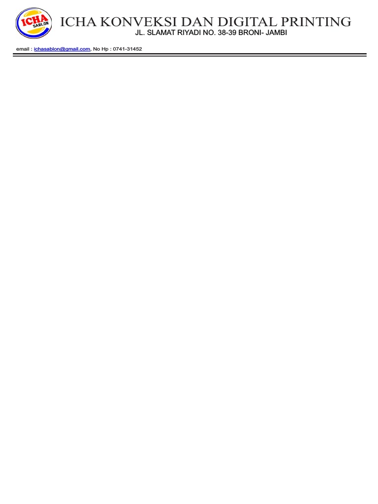 Icha Konveksi Digital Printing | PDF