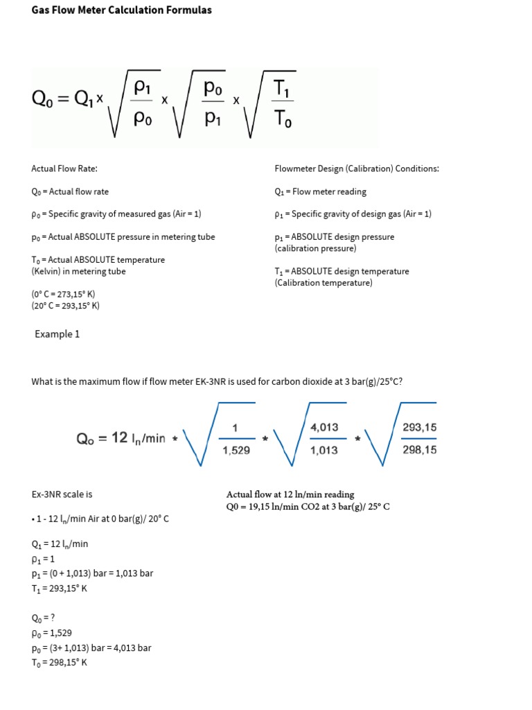 Flow Calculations and Conversions - Formulas | PDF