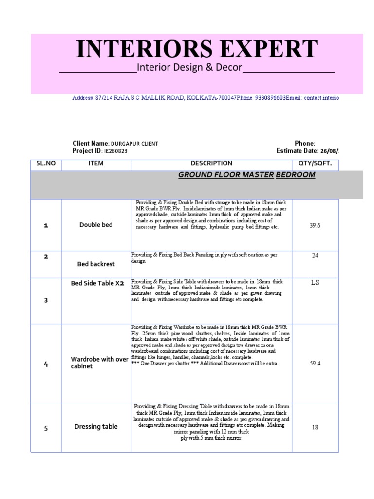 Durgapur Quotation | PDF | Door | Cabinetry