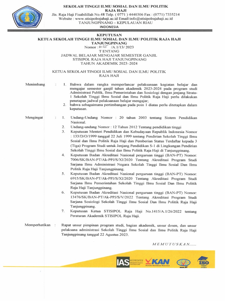 Jadwal Mengajar Dosen Sem Ganjil 2023-2024-Mahasiswa | PDF