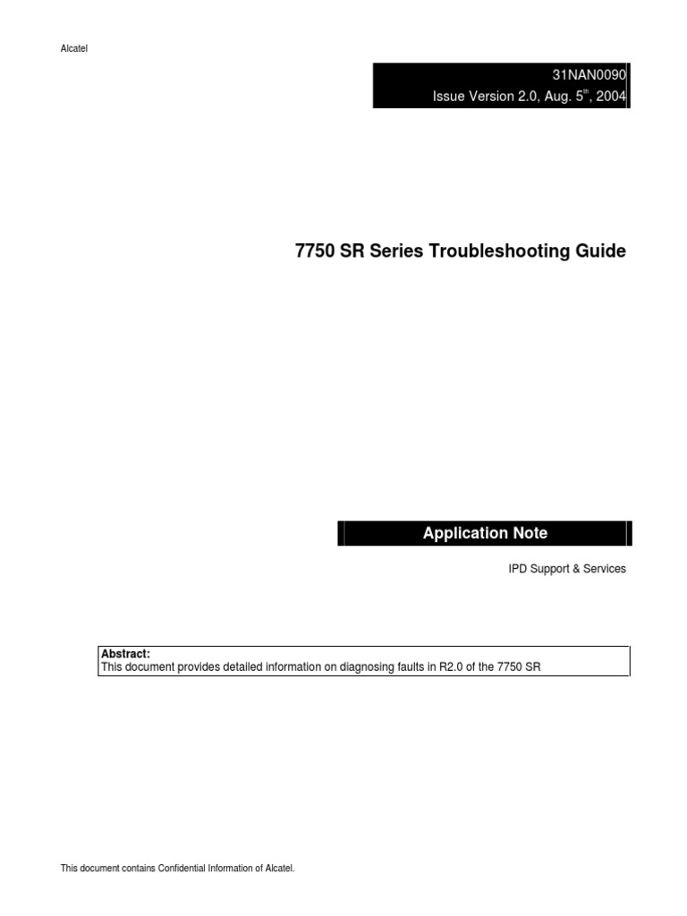 7750 SR Series Troubleshooting Guide | PDF | Troubleshooting | Computer Network