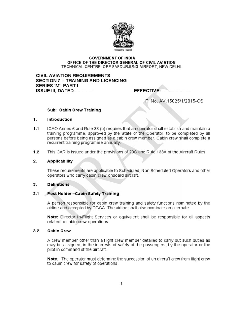 D7m M1 Draft Oct2015 Pdf Flight Attendant Simulation