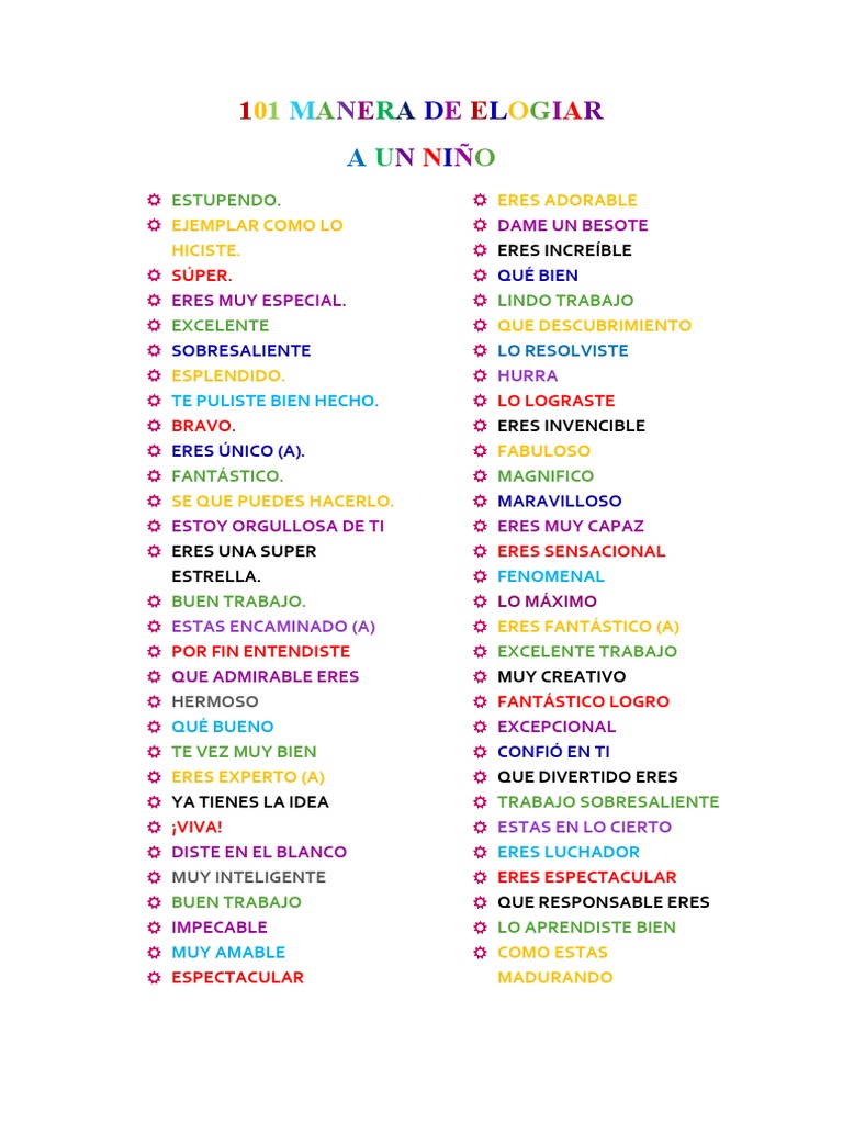 Elogios, 101 Maneras, ABC | PDF