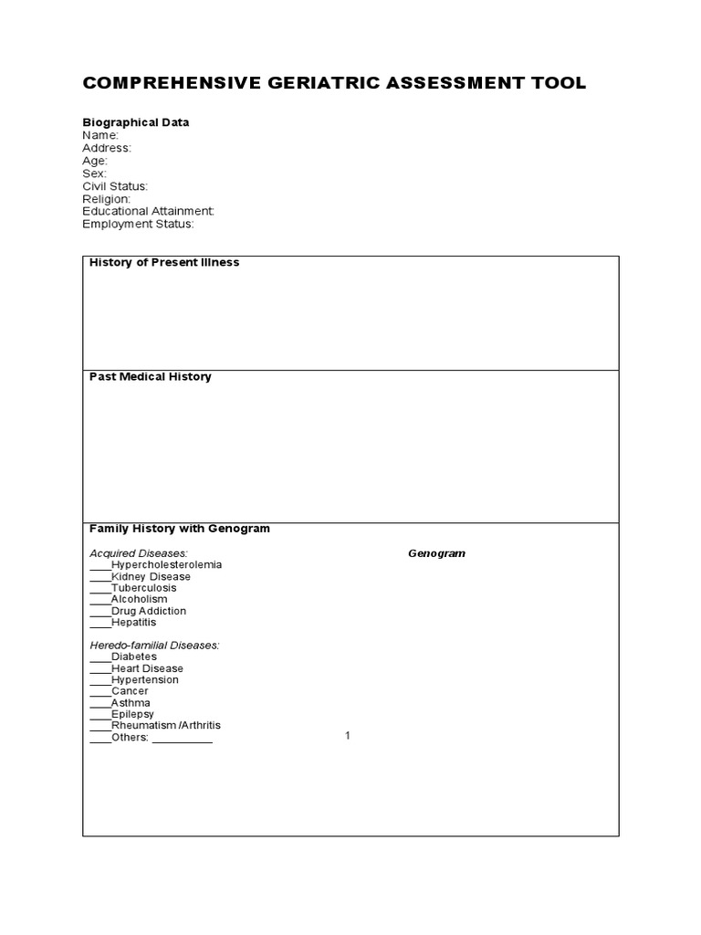 Comprehensive Geriatric Assessment Tool | Download Free PDF ...