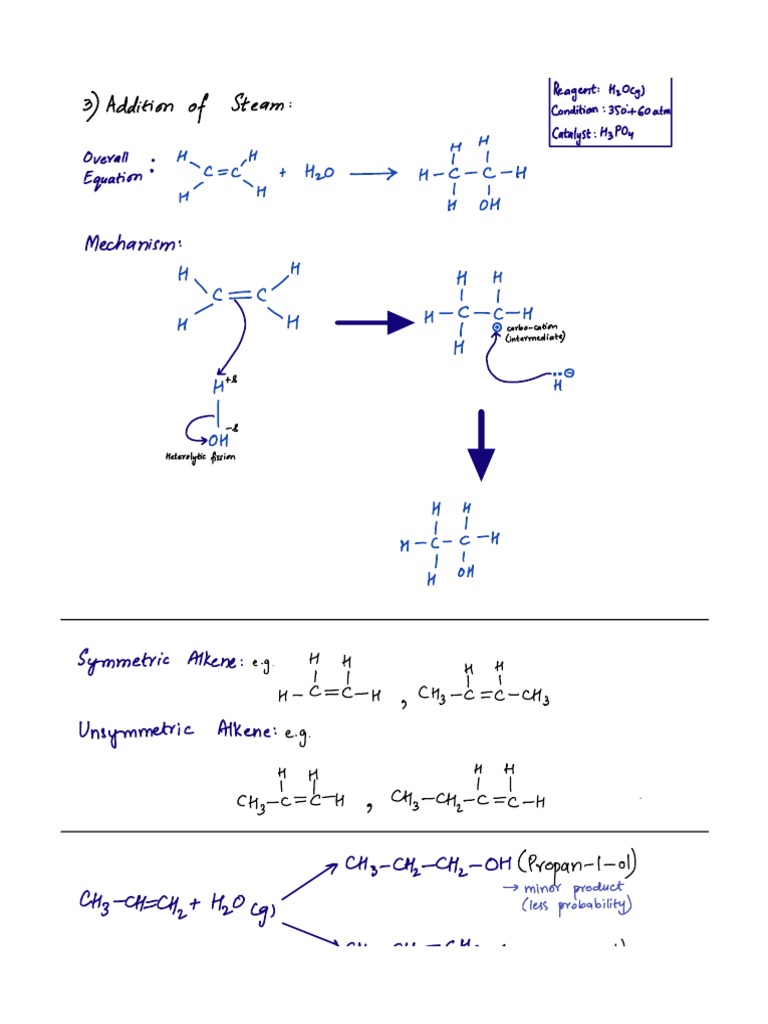 Addition If Steam With Alkenes | PDF | Molecules | Chemical Process ...