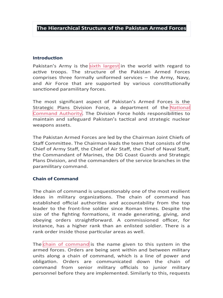 Hierarchical Structure of The Pakistan Armed Forces | PDF | Brigade ...