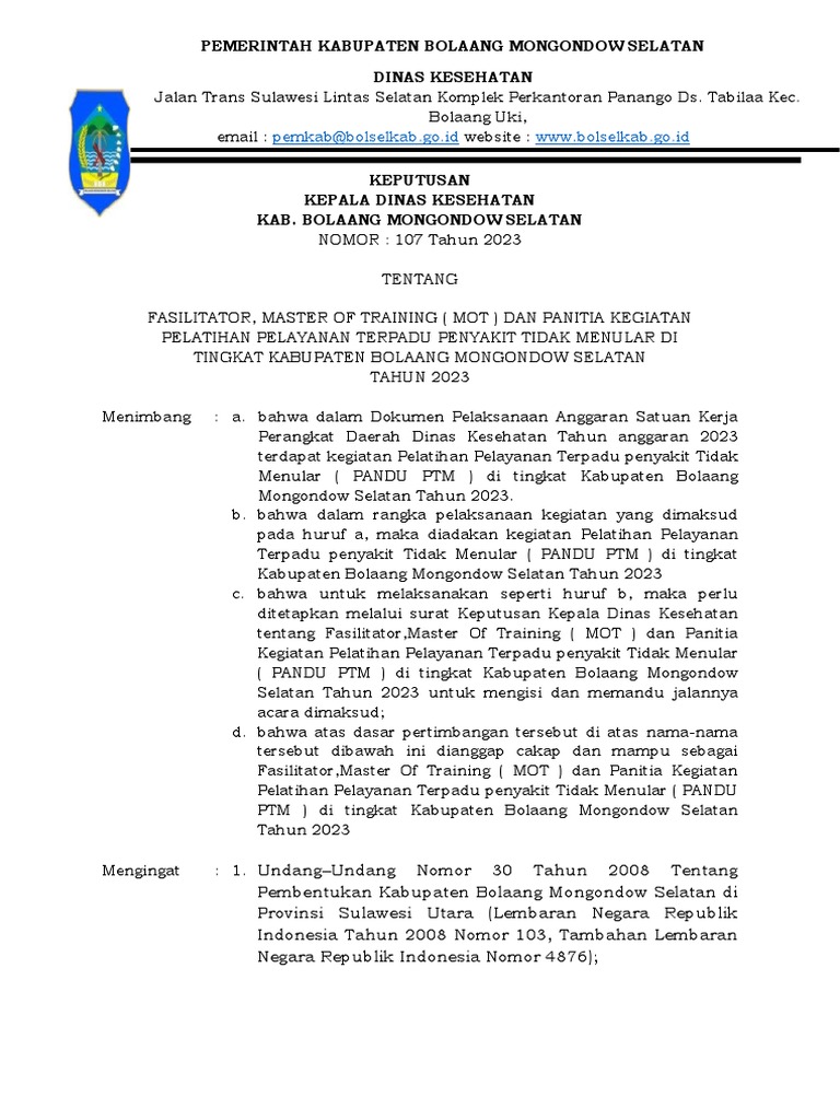 6.Sk Fasilitator Mot Toc | PDF