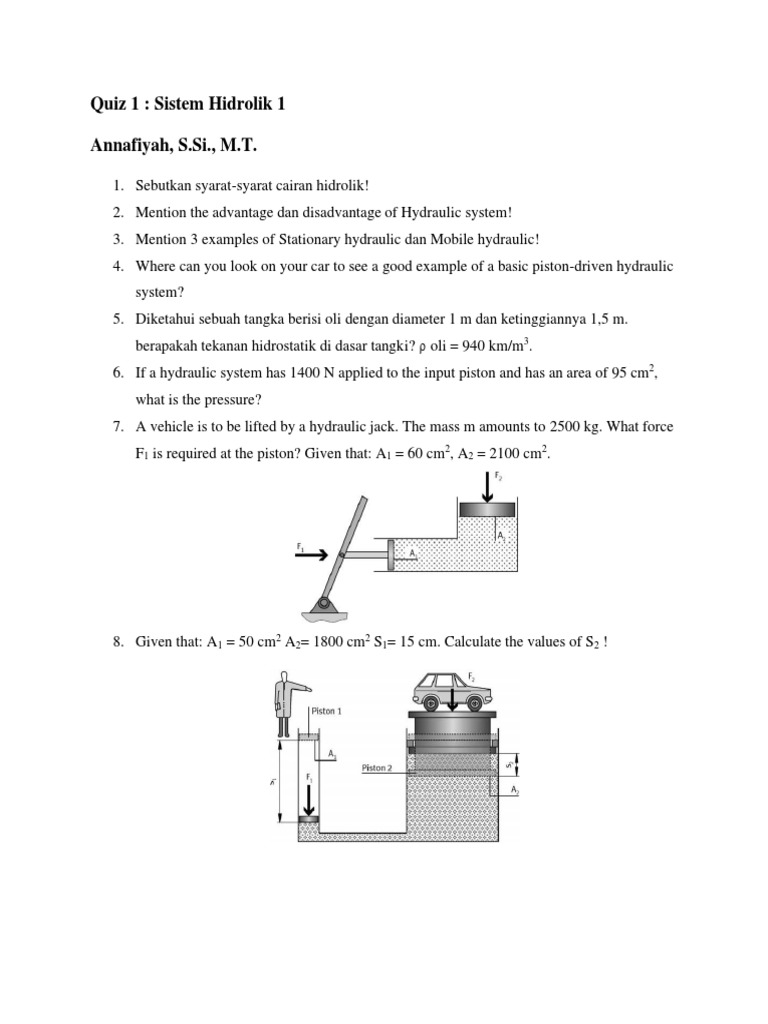 Hydraulic Systems Quiz Questions | PDF