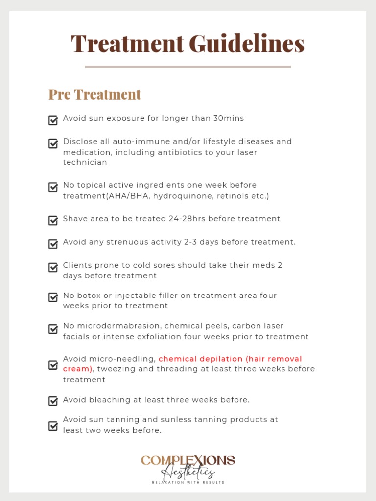 Laser Treatment Guidelines | PDF | Skin Care | Hair Removal
