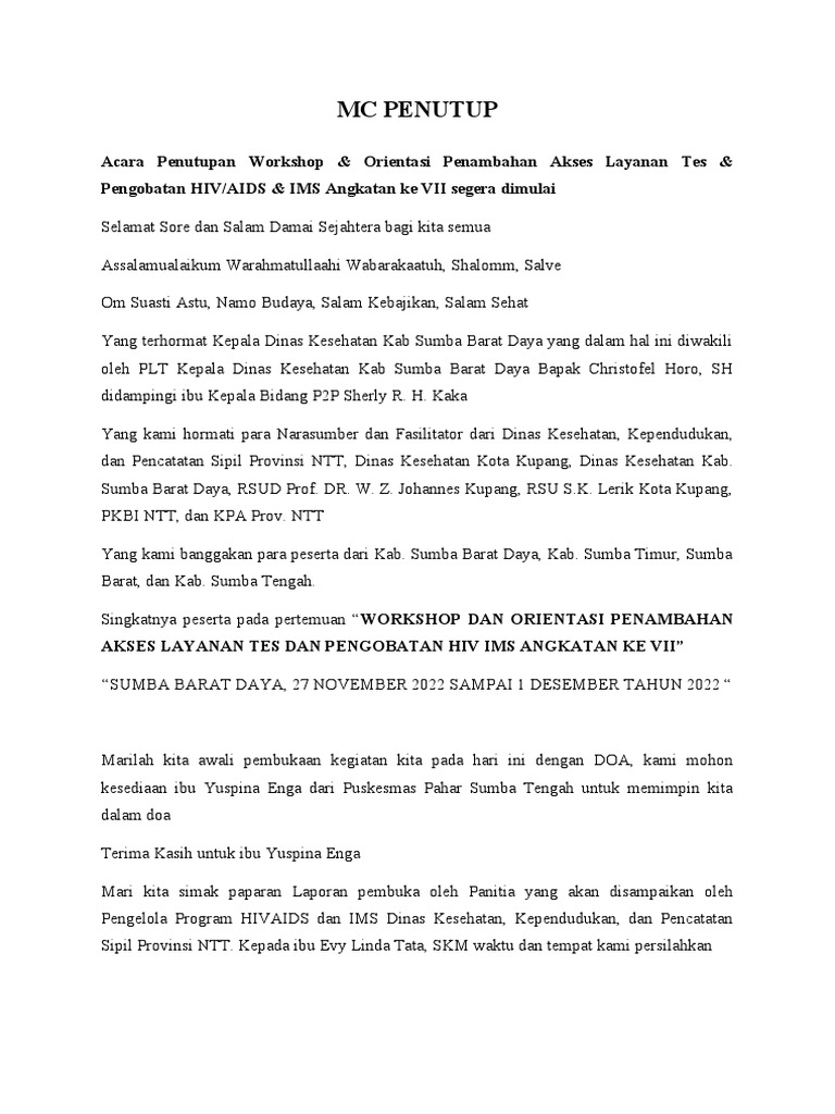 NASKAH MC Penutup | PDF