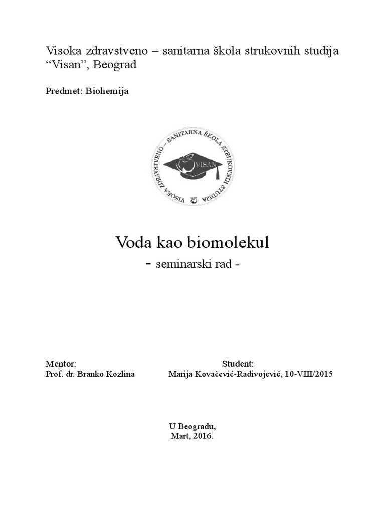 Voda Kao Biomolekul | PDF