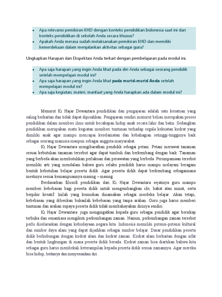 Apa Relevansi Pemikiran KHD Dengan Konteks Pendidikan Indonesia Saat ...