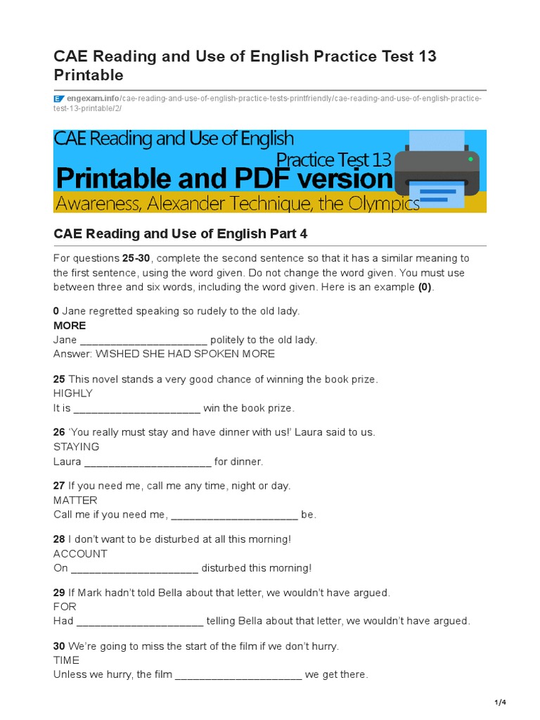 Engexam - info-CAE Reading and Use of English Practice Test 13 ...