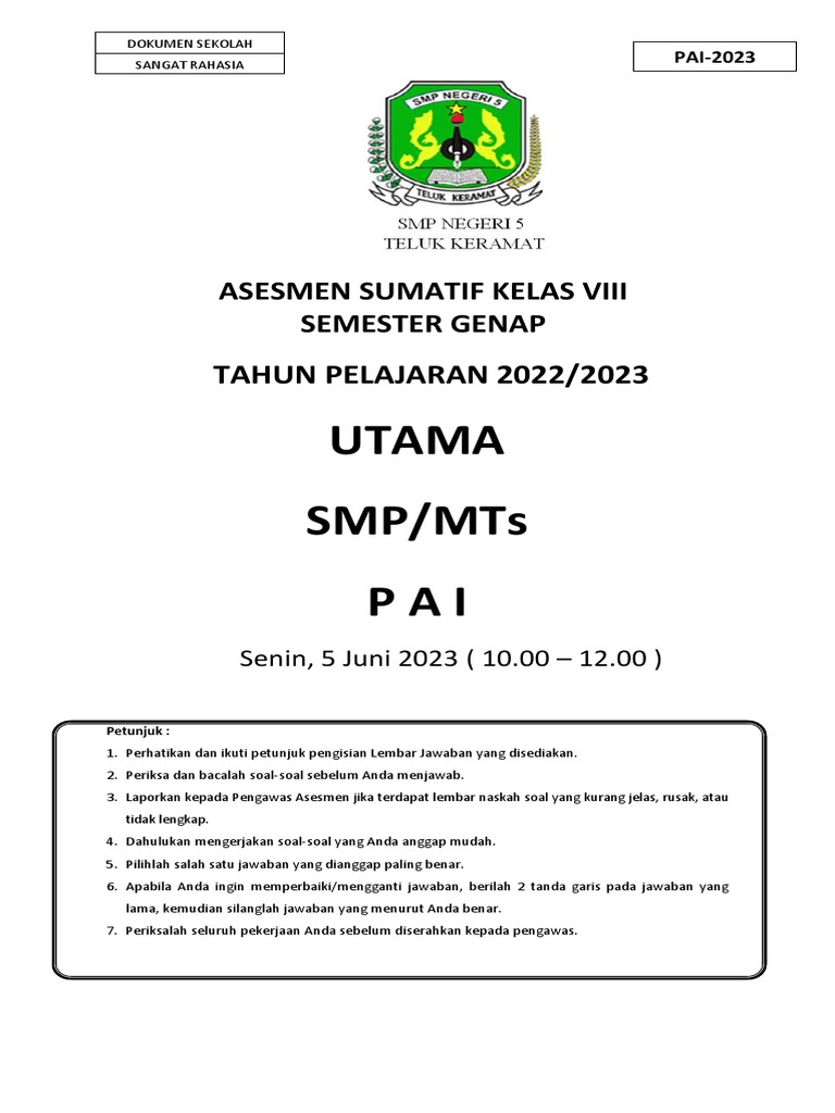 Ujian PAI Kelas VIII Semester Genap | PDF