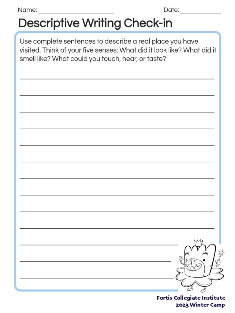 Descriptive Writing Check in | PDF