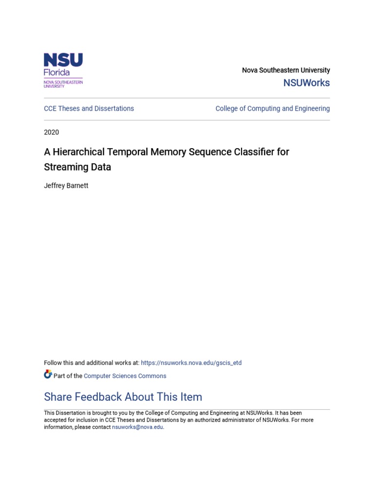 A Hierarchical Temporal Memory Sequence Classifier For Streaming | Download Free PDF ...