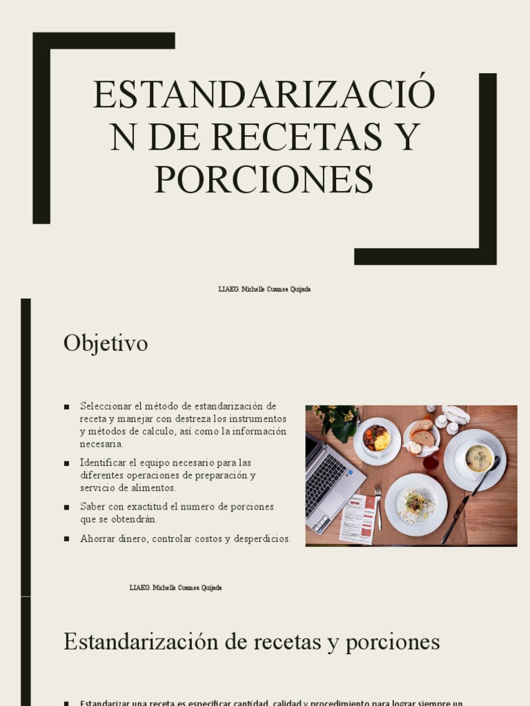 Estandarización de Recetas y Porciones | PDF | Cocinando | Nutrición