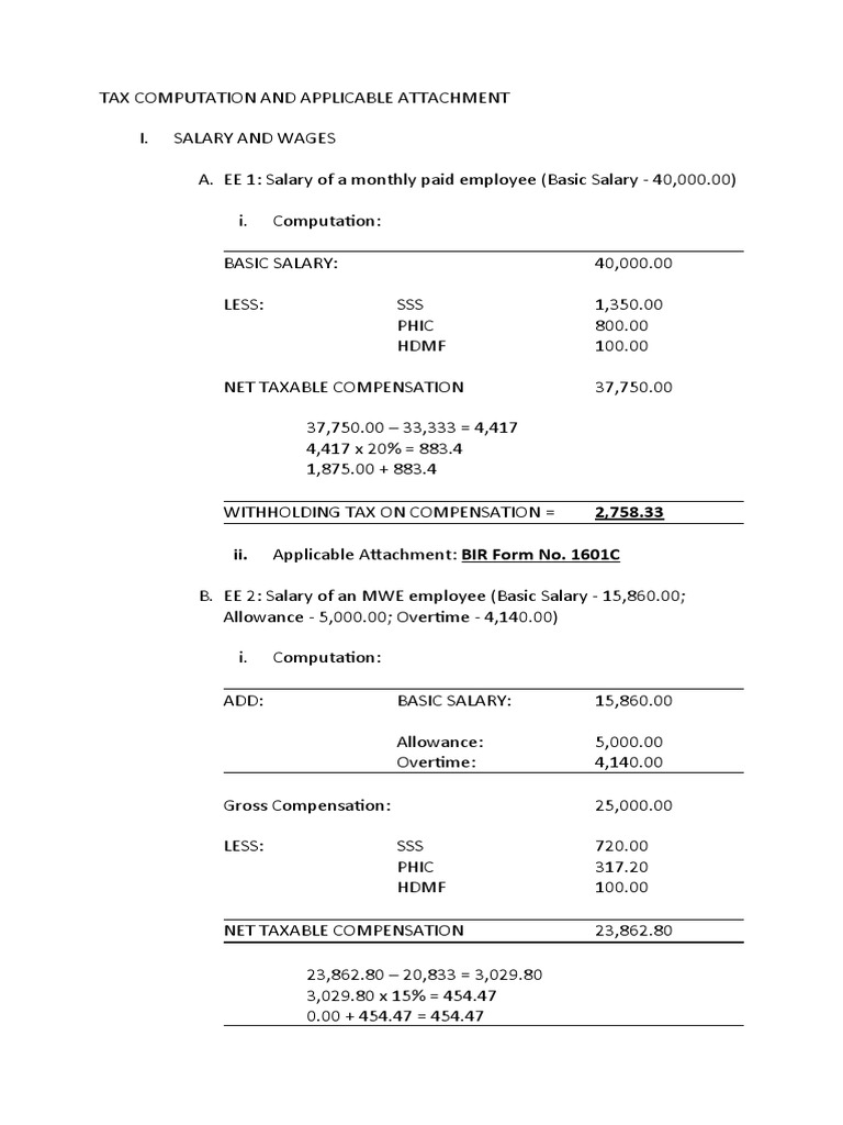 Tax Computation and Applicable Attachment | Download Free PDF | Salary ...