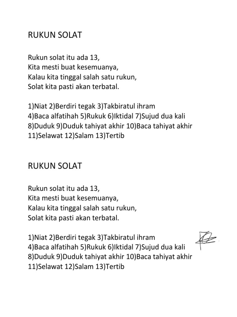 13 Rukun Solat yang Wajib Diketahui | PDF | Memasak, Makanan, & Anggur