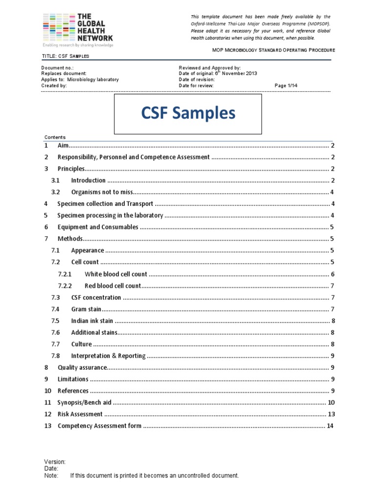 CSF Samples | PDF | Meningitis | Cerebrospinal Fluid