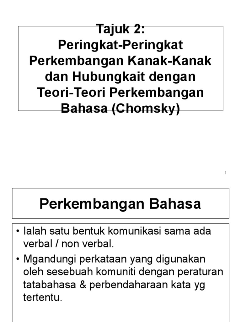 Perkembangan Kanak-Kanak Teori Perkembangan Bahasa Chomsky | PDF